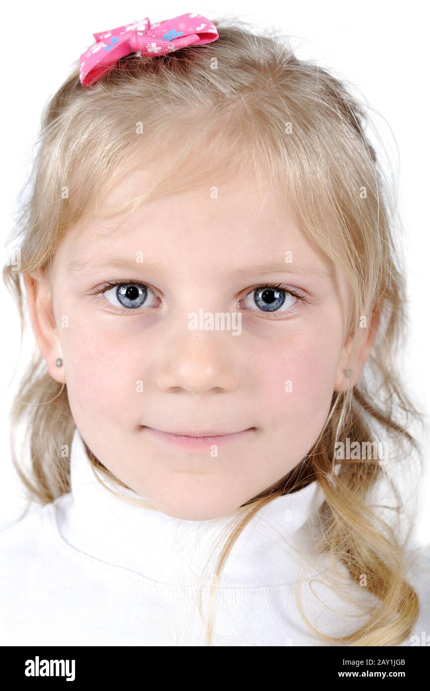 Pretty blonde little girl portrait Stock Photo - Alamy