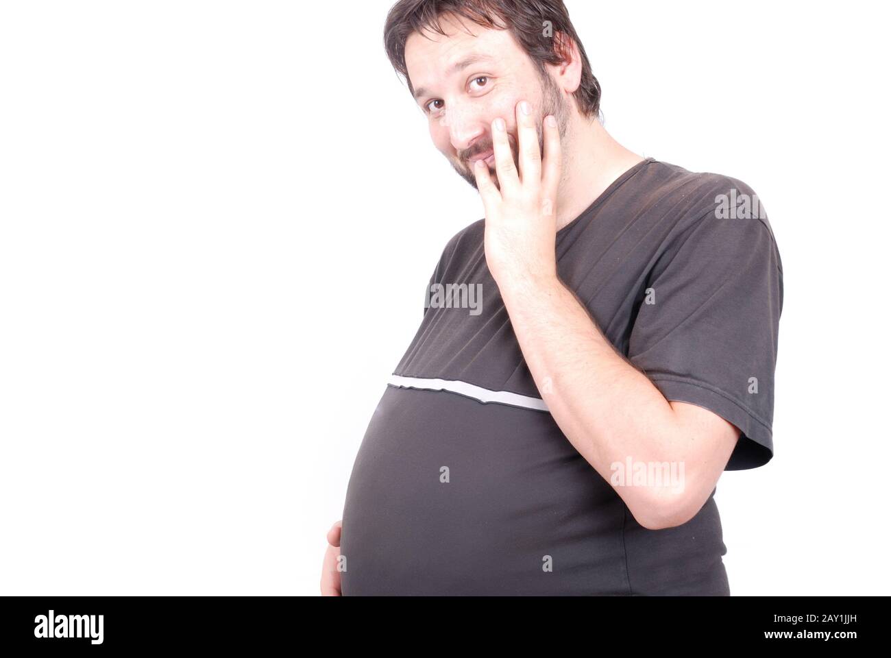 Fat man with a very big stomach Stock Photo - Alamy