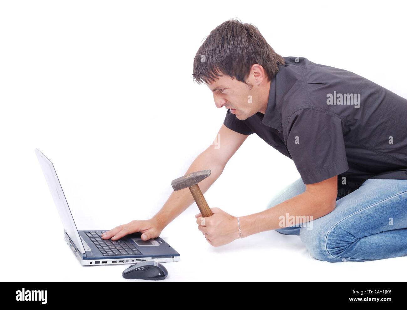 Man destroying computer hi-res stock photography and images - Alamy