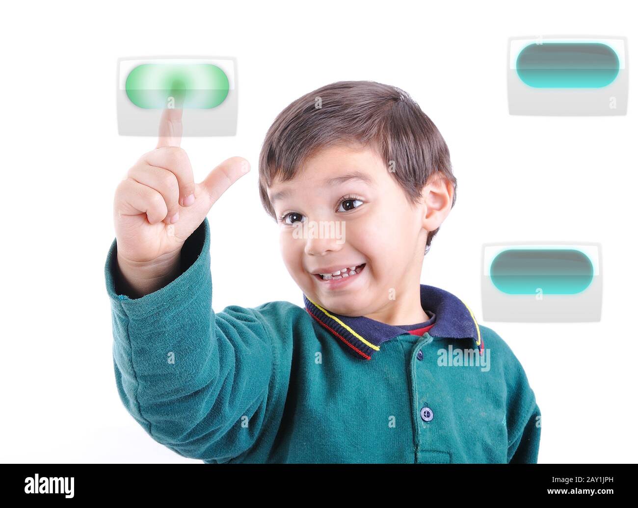 Little cute child pressing digital buttons on touchscreen Stock Photo ...