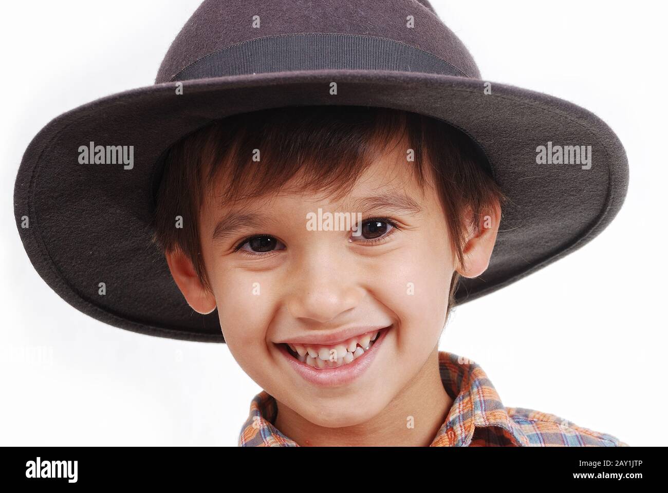 Very cute kid with hat on his head Stock Photo - Alamy