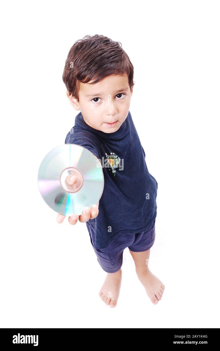 Boy with cd Stock Photo - Alamy