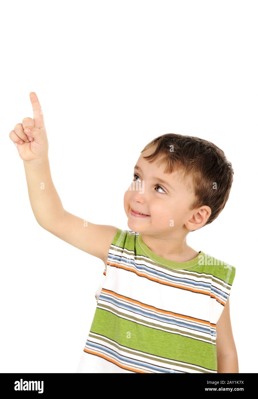 Cute kid looking and finger pointing isolated Stock Photo - Alamy