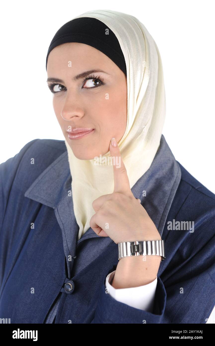 Muslim beauty woman thinking Stock Photo - Alamy