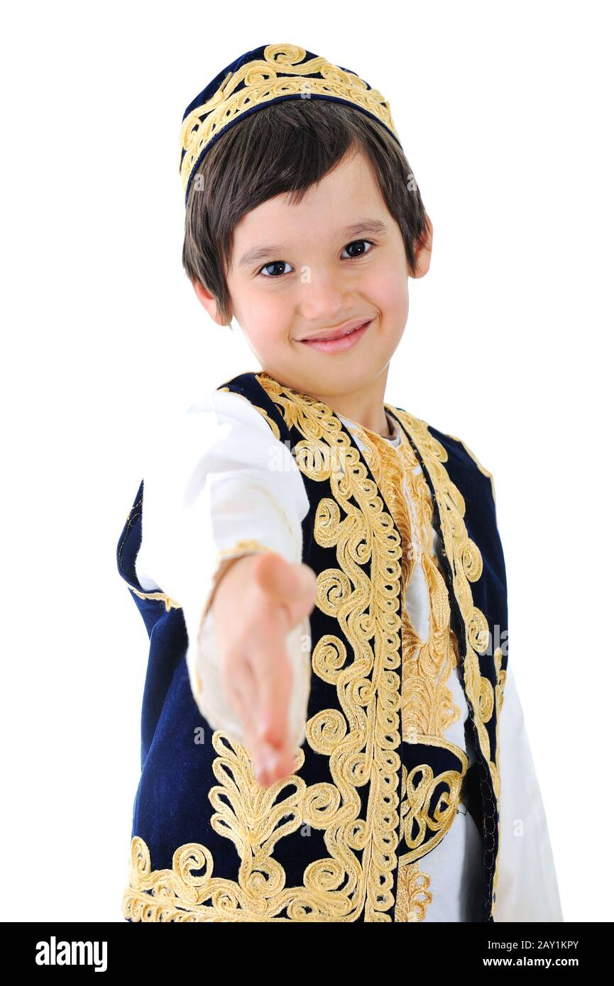 Cute middle-eastern child extending hand to shake Stock Photo - Alamy