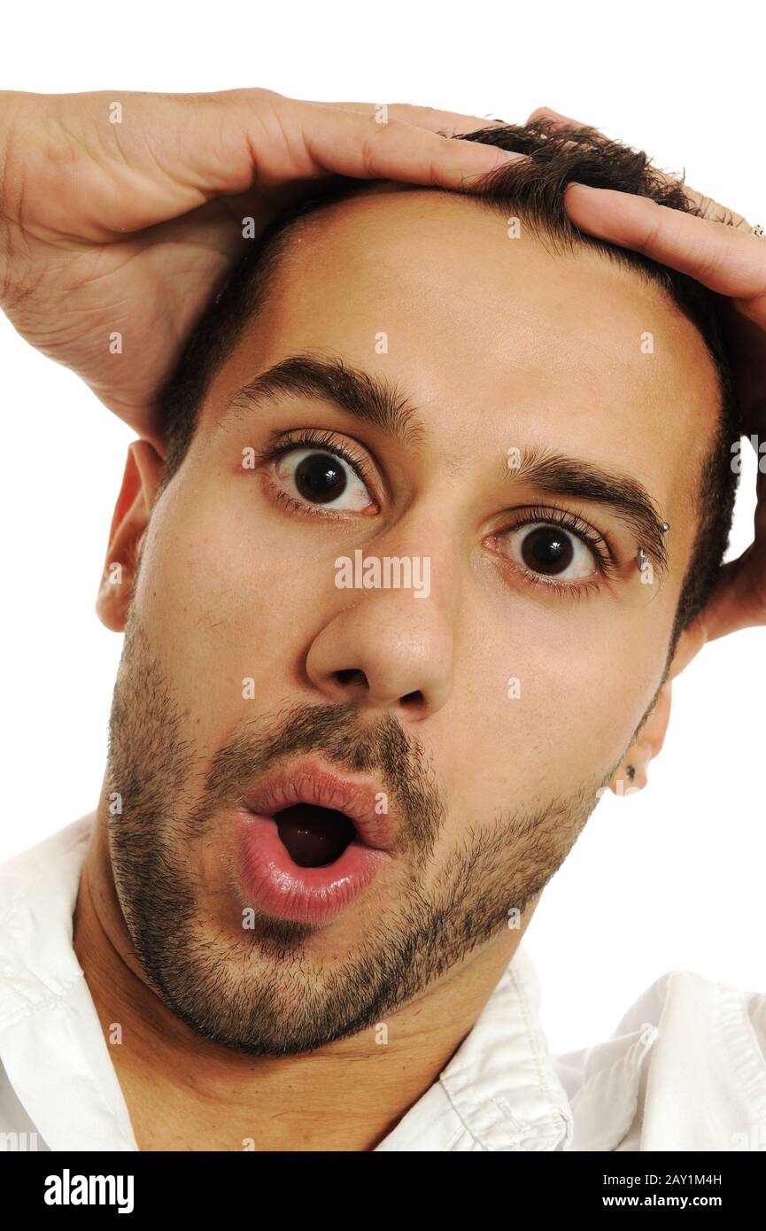 Shocked Young Man Stock Photo - Alamy