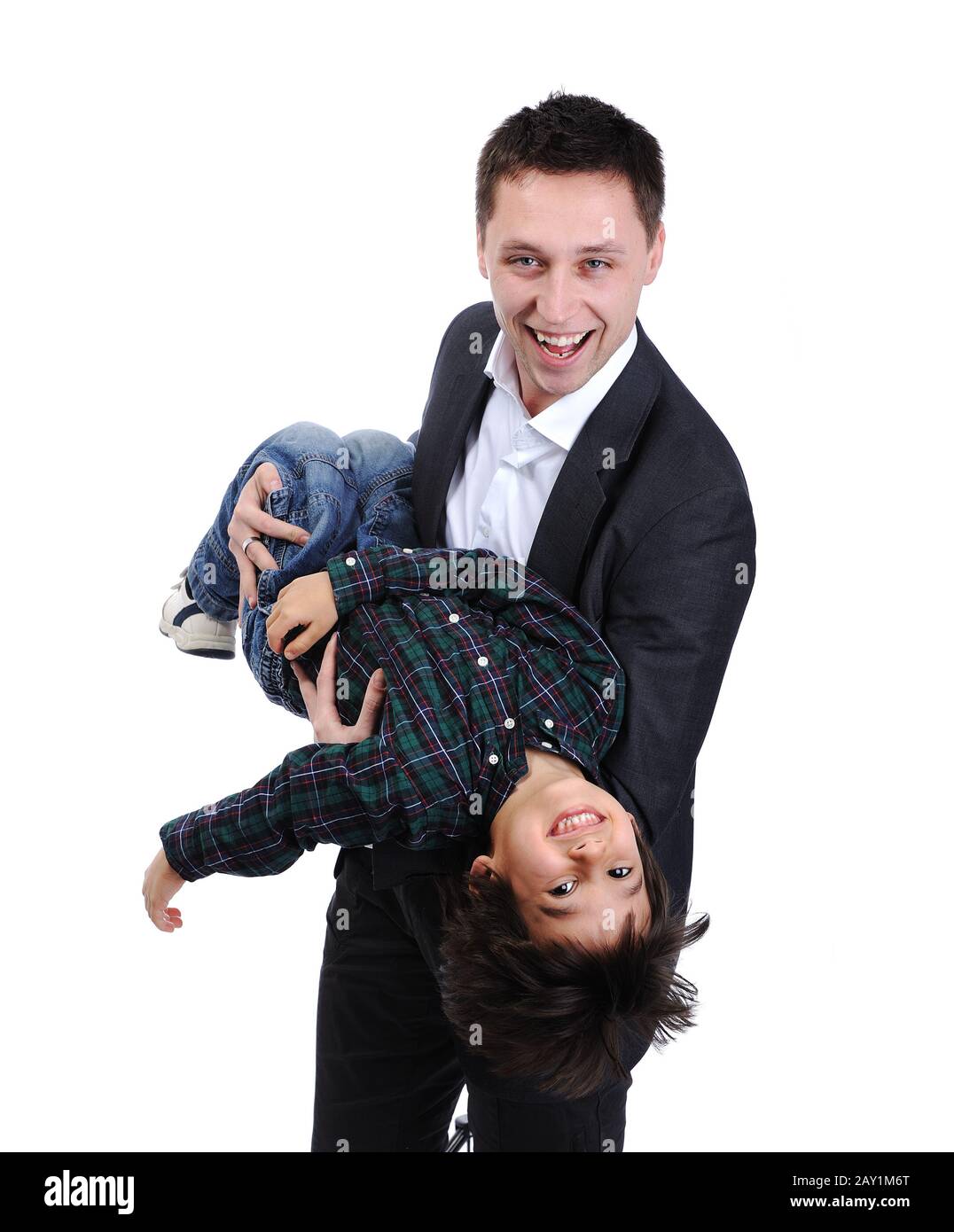 Happy father and son having good time Stock Photo - Alamy