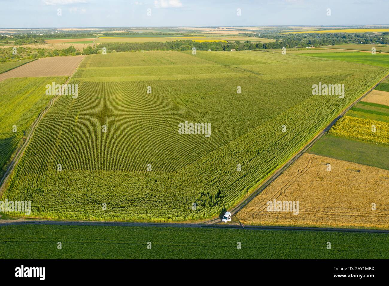 Geometric figures in the fields of the farm in the village from the ...