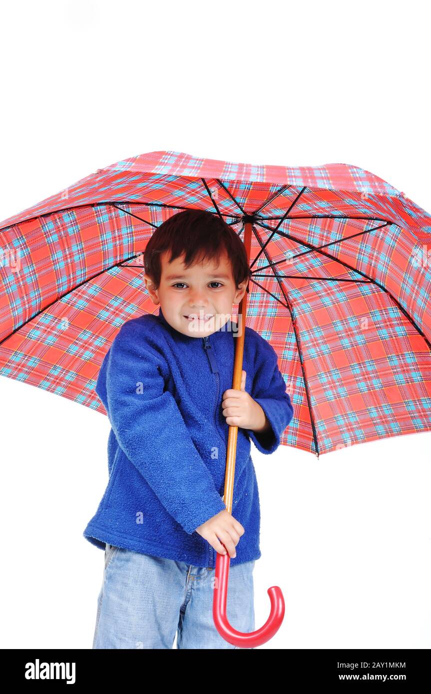 Kid with umbrella Stock Photo - Alamy