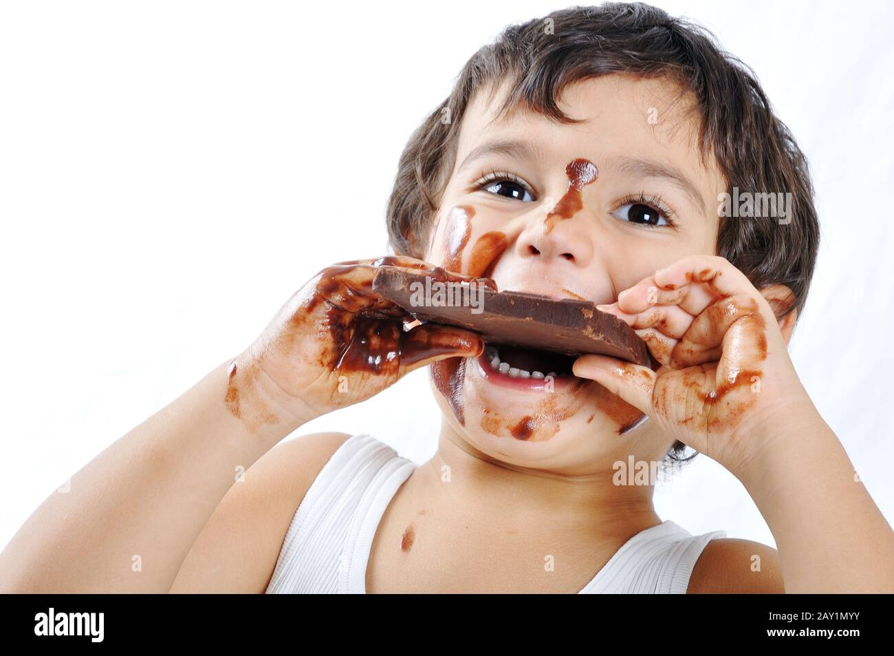 Kid with chocolate Stock Photo - Alamy