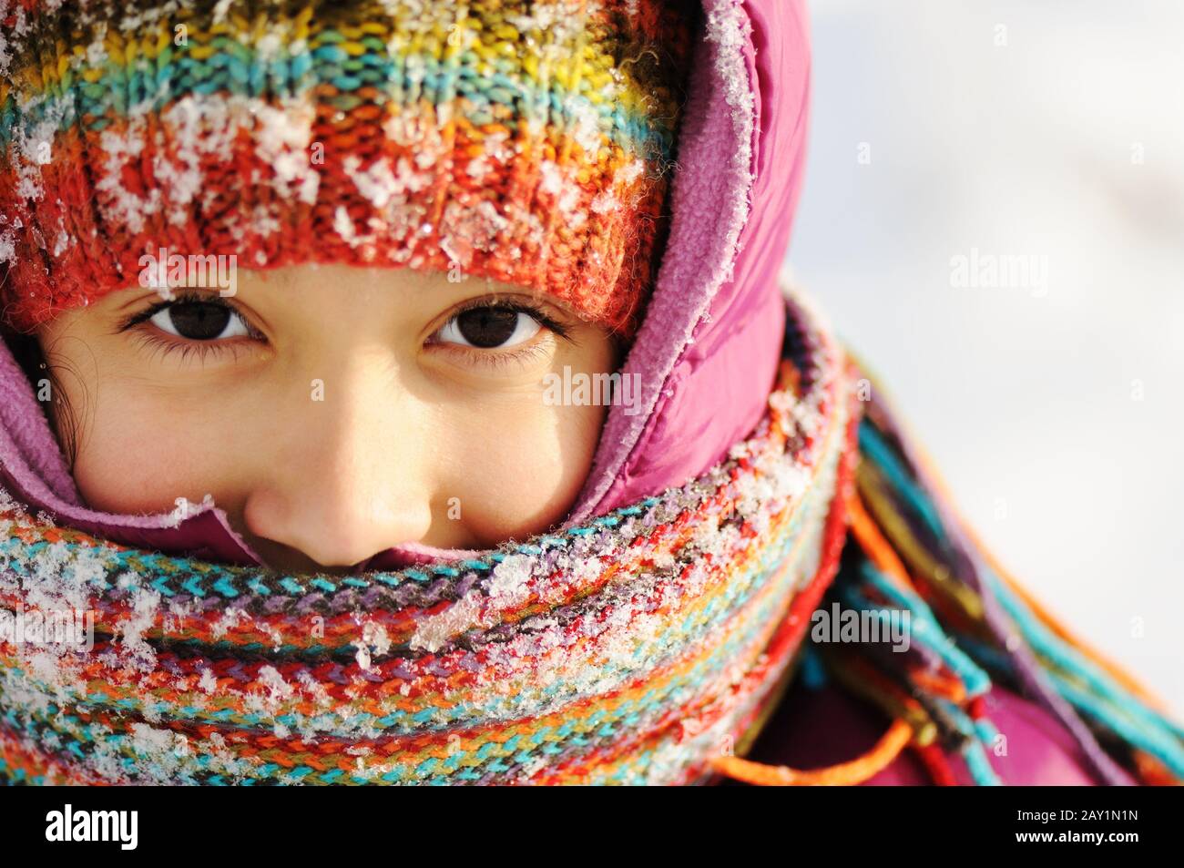 Cute girl winter portrait Stock Photo - Alamy