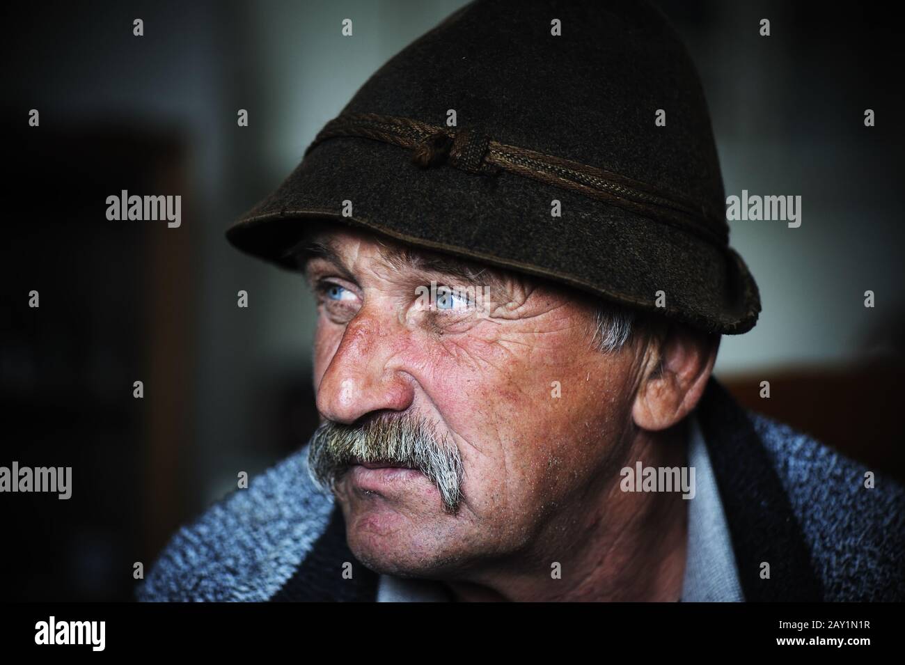 Portrait of old man with mustache Stock Photo - Alamy