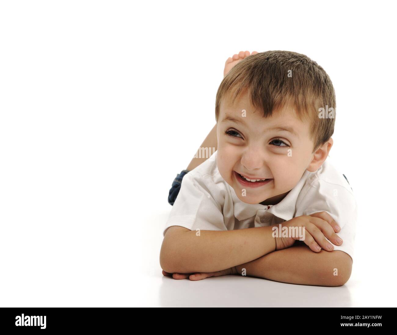 Very cute positive smiling little boy, isolated Stock Photo - Alamy