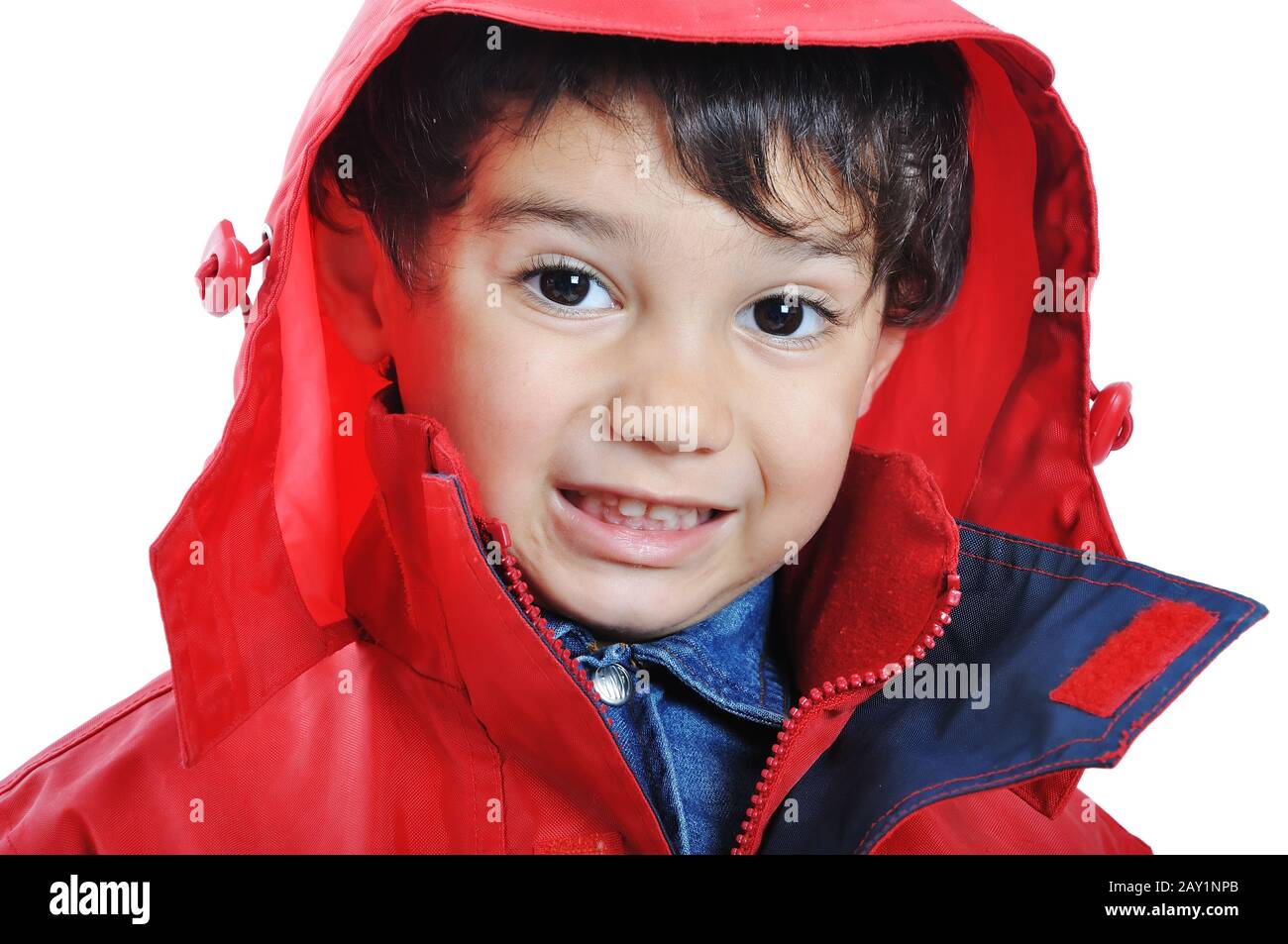 Cute kid in red jacket Stock Photo - Alamy