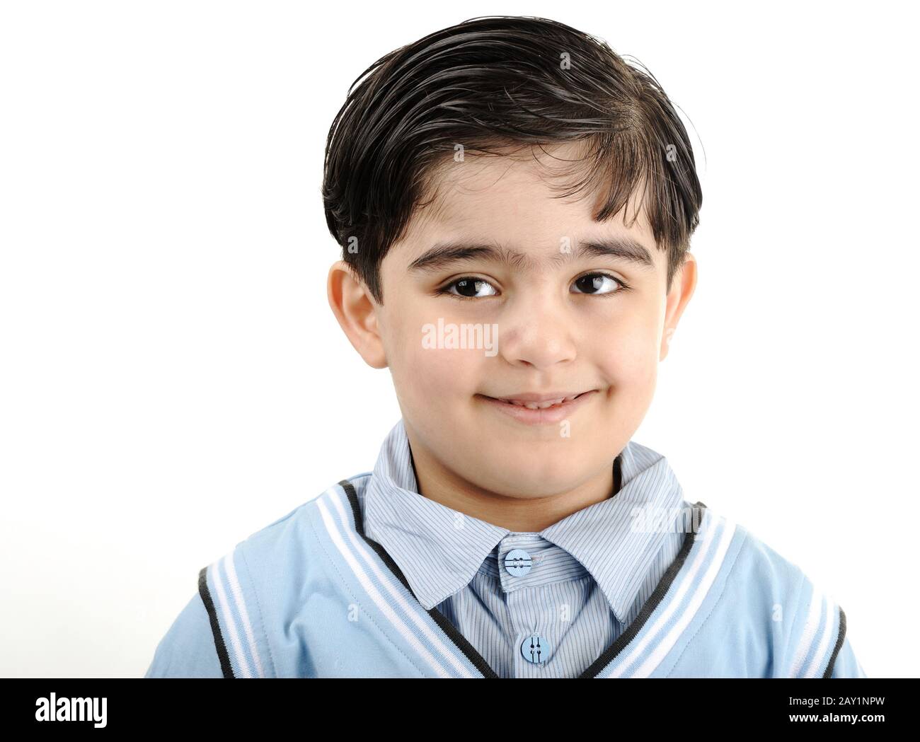 Cute little preschool boy isolated on white, mixed race, arabic white ...