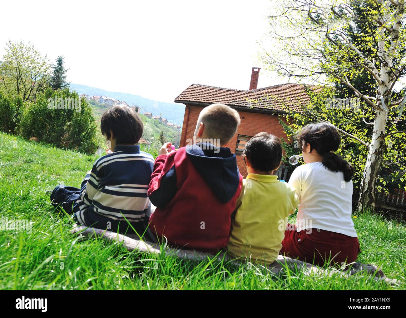 happy children in nature outdoor Stock Photo - Alamy