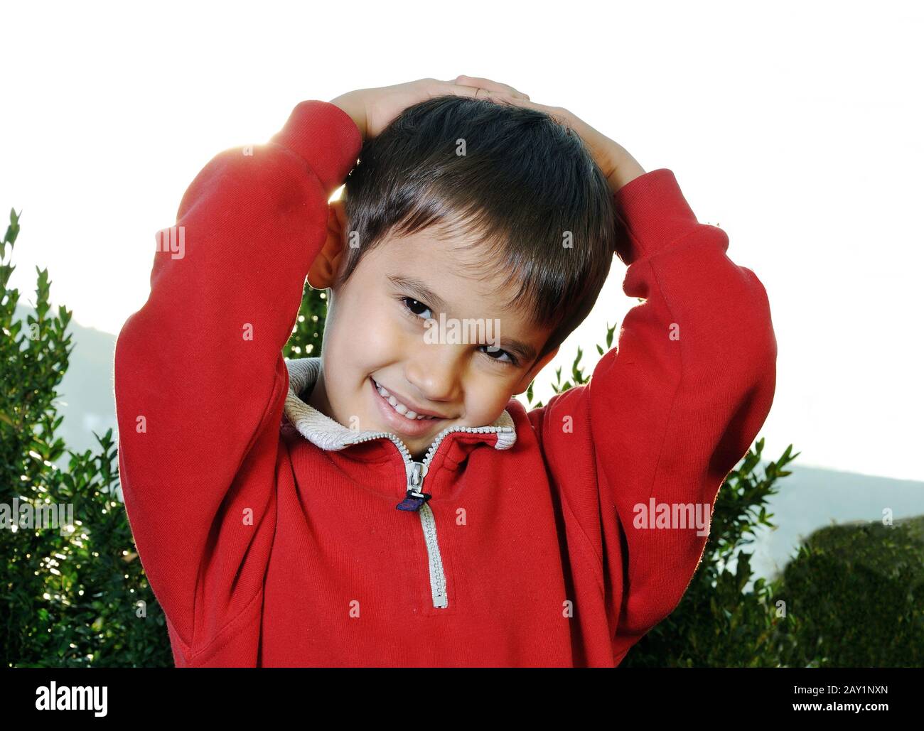 Cute little kid in nature Stock Photo - Alamy