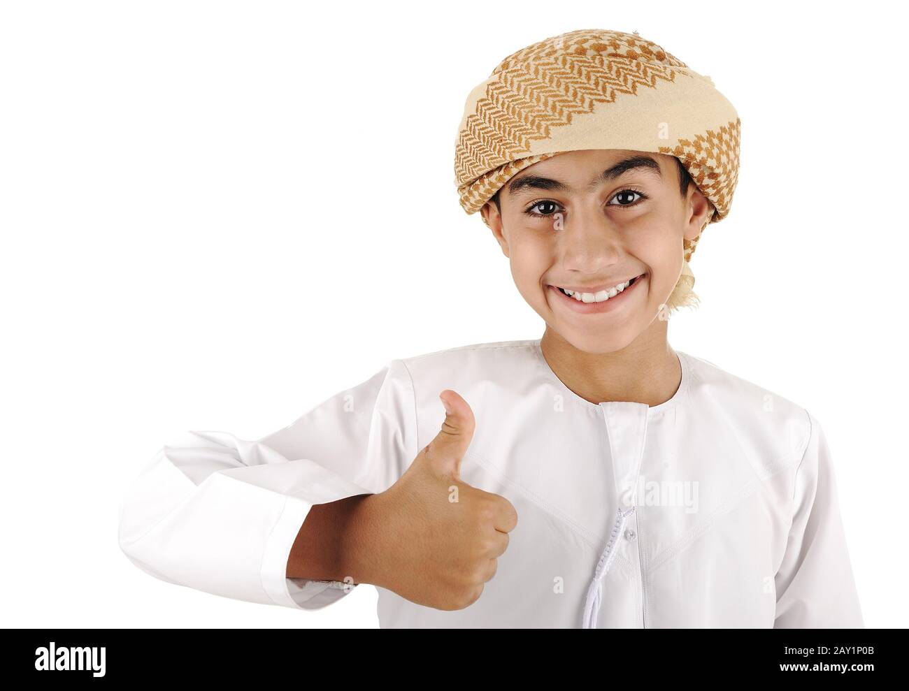 Arabic kid with thumb up Stock Photo - Alamy