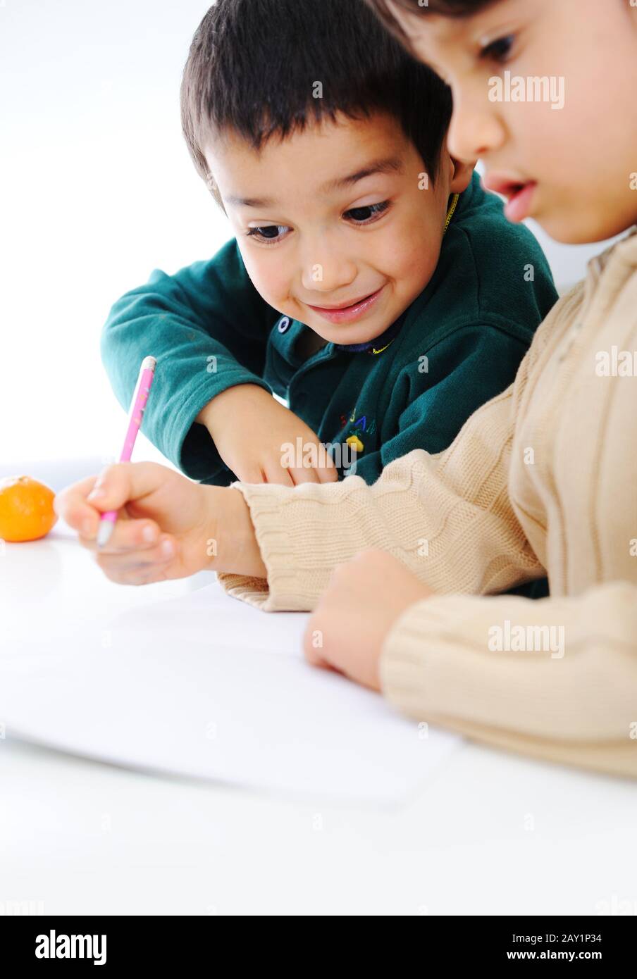Learning process, cute children Stock Photo - Alamy