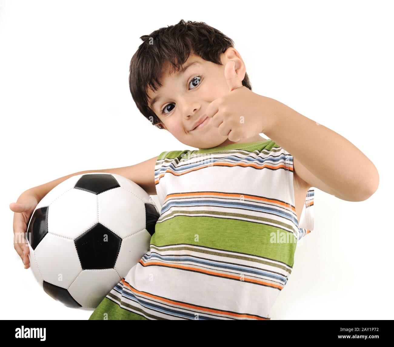 Cute boy with ball isolated Stock Photo - Alamy