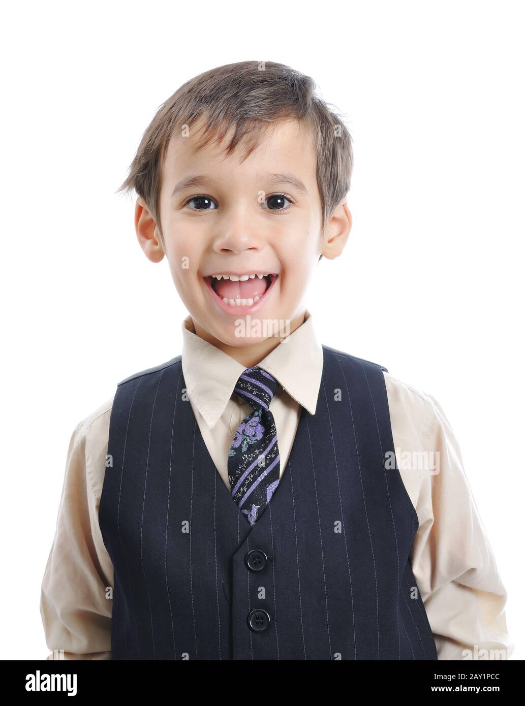 A little cute kid in business suit isolated Stock Photo - Alamy