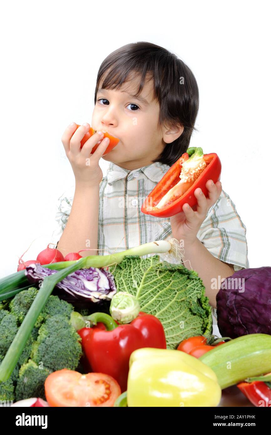 Healthy food, cute kid Stock Photo - Alamy