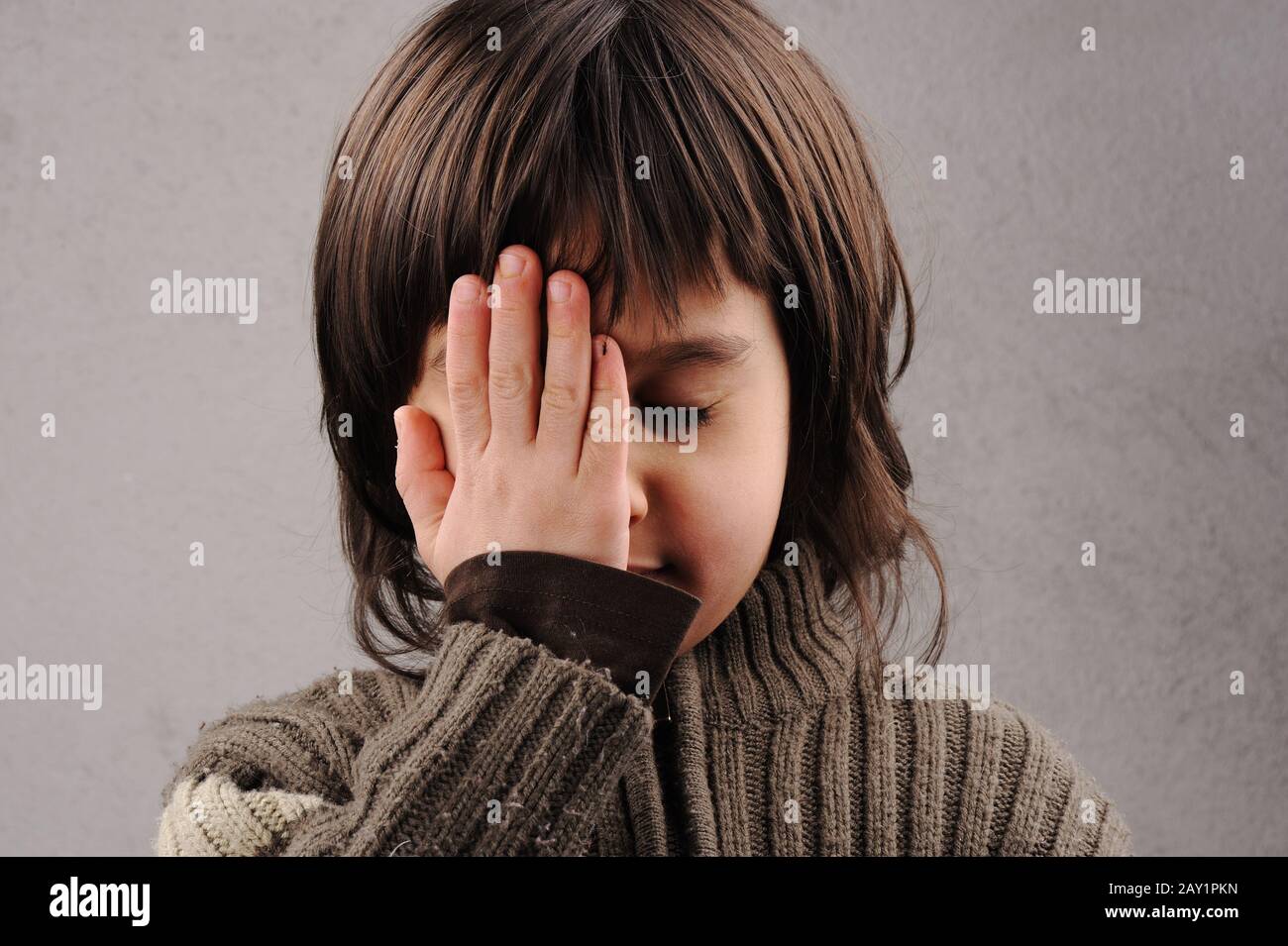 Schoolboy, series of clever kid 6-7 years old with facial expressions ...