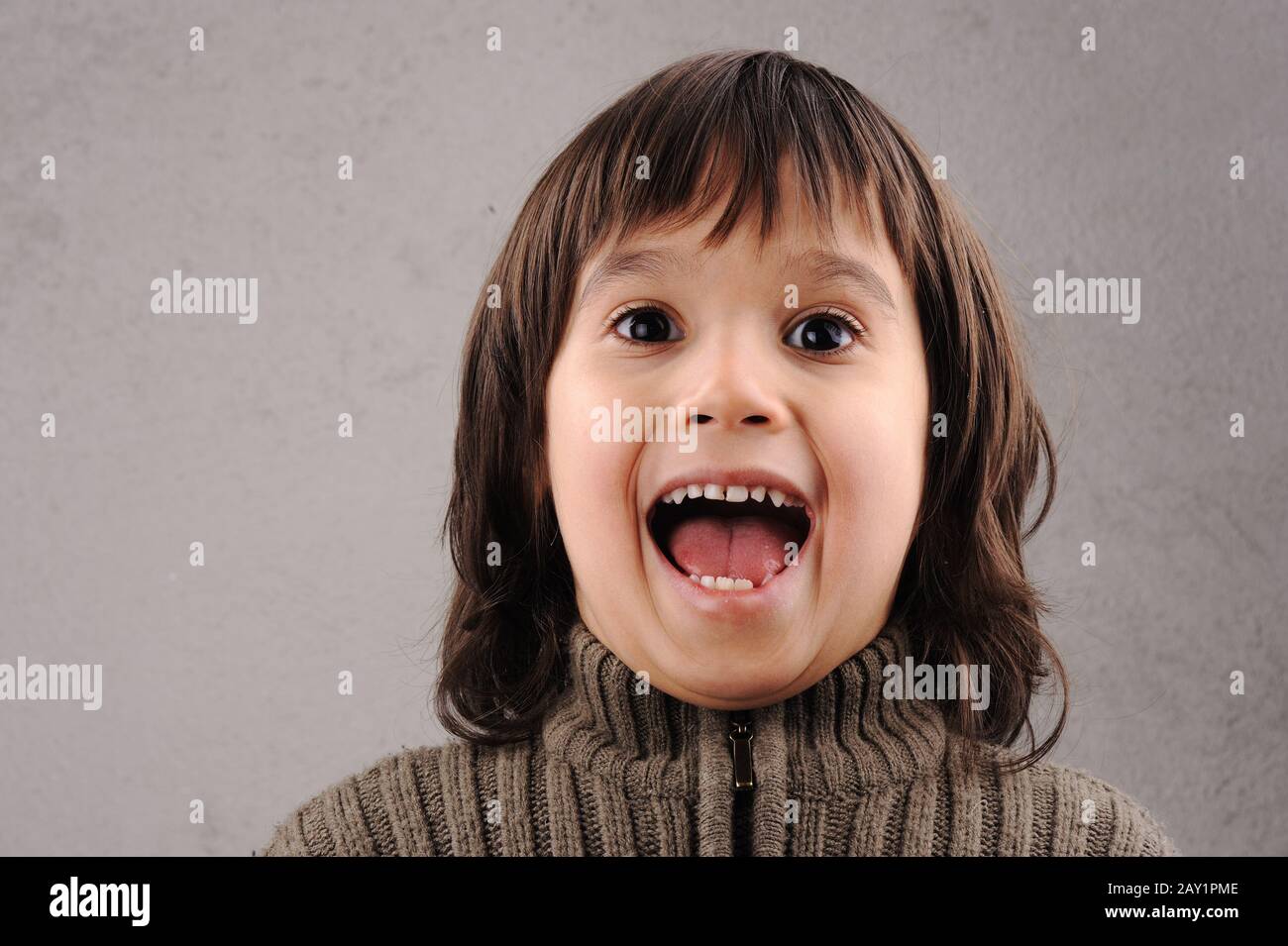 Schoolboy, series of clever kid 6-7 years old with facial expressions ...