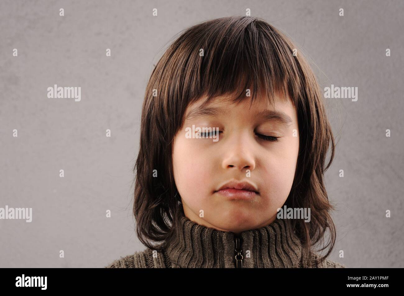 Schoolboy, series of clever kid 6-7 years old with facial expressions ...