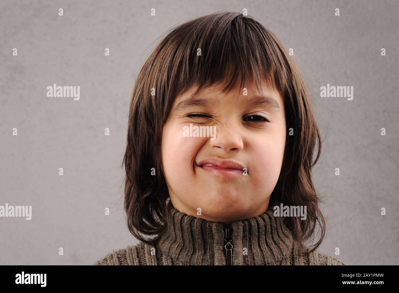 Schoolboy, series of clever kid 6-7 years old with facial expressions ...