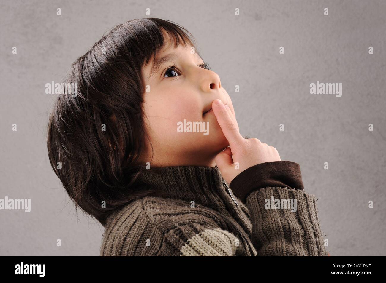 Schoolboy, series of clever kid 6-7 years old with facial expressions ...