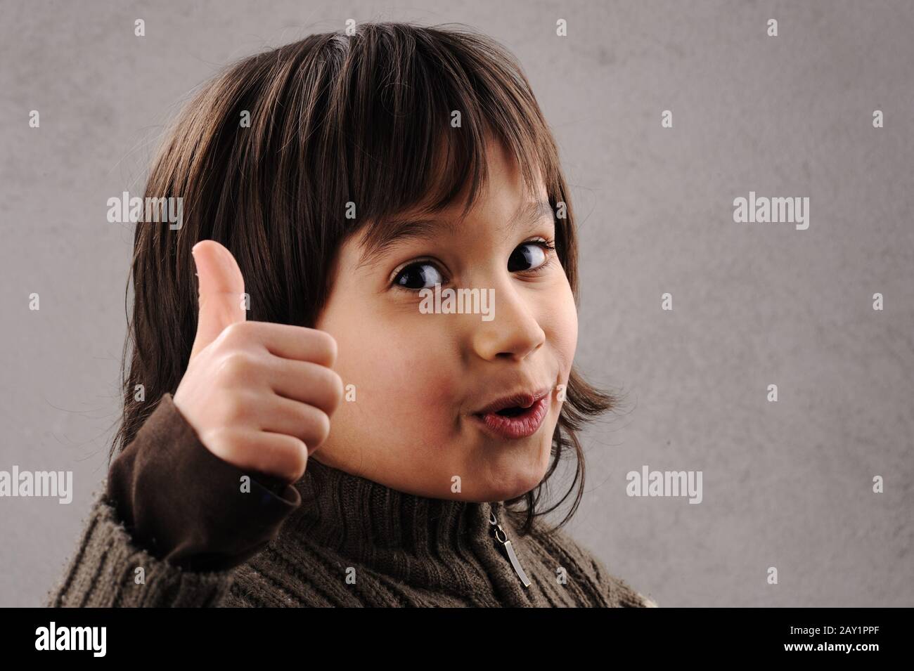 Schoolboy, series of clever kid 6-7 years old with facial expressions ...