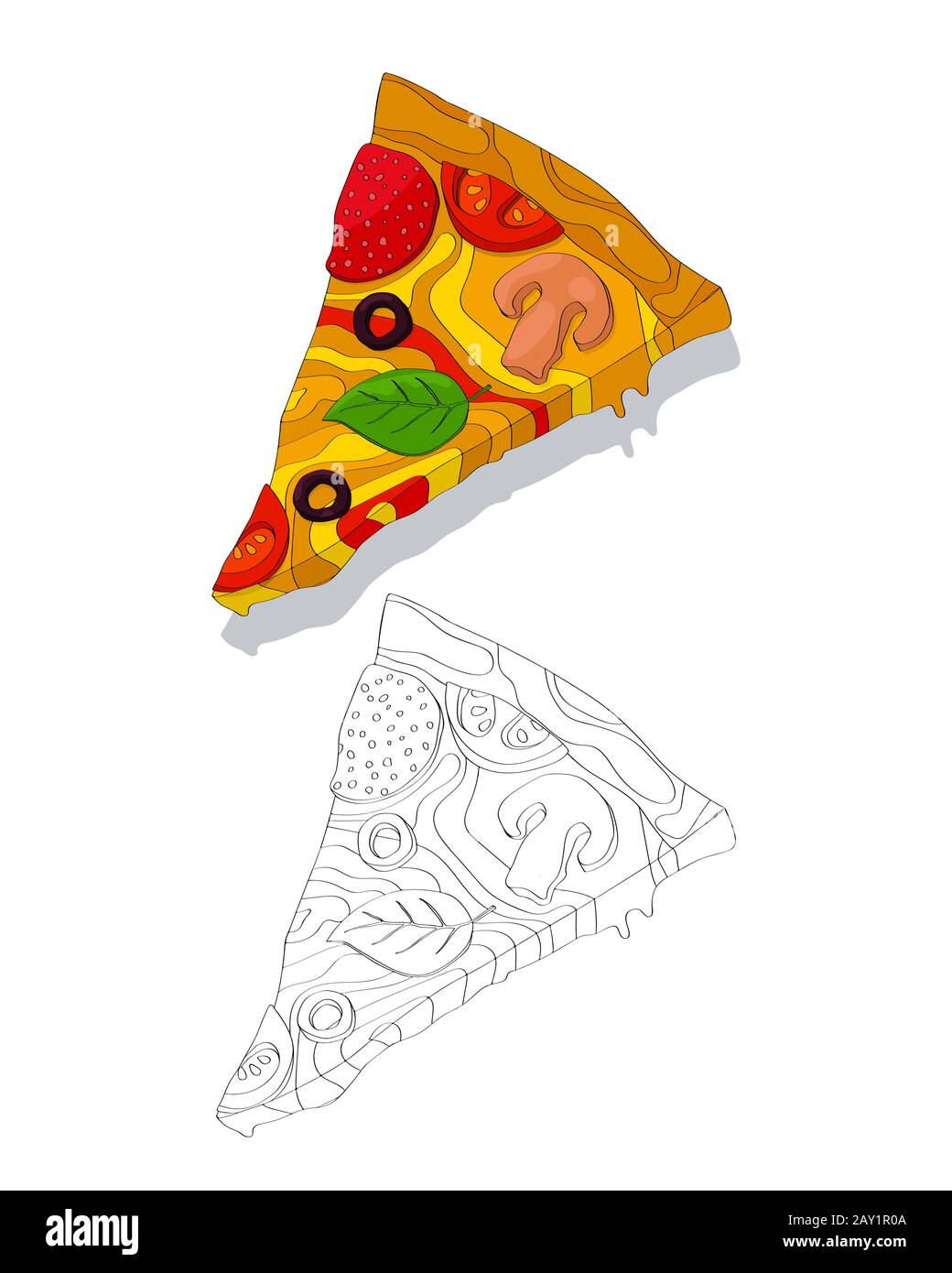 Comic style sketch drawing of a fresh pizza slice Stock Vector Image ...