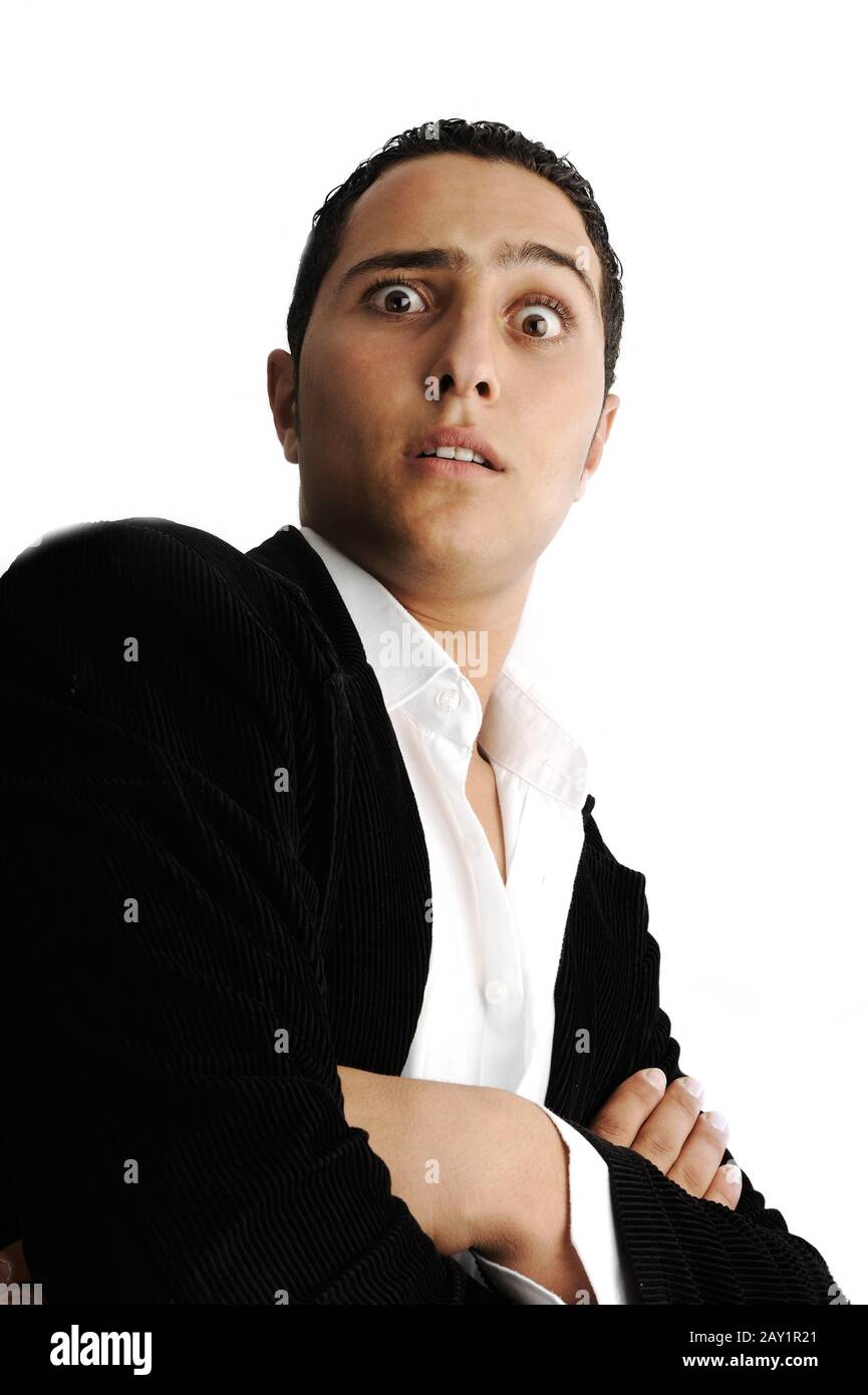 Closeup portrait of a man making facial expression Stock Photo - Alamy