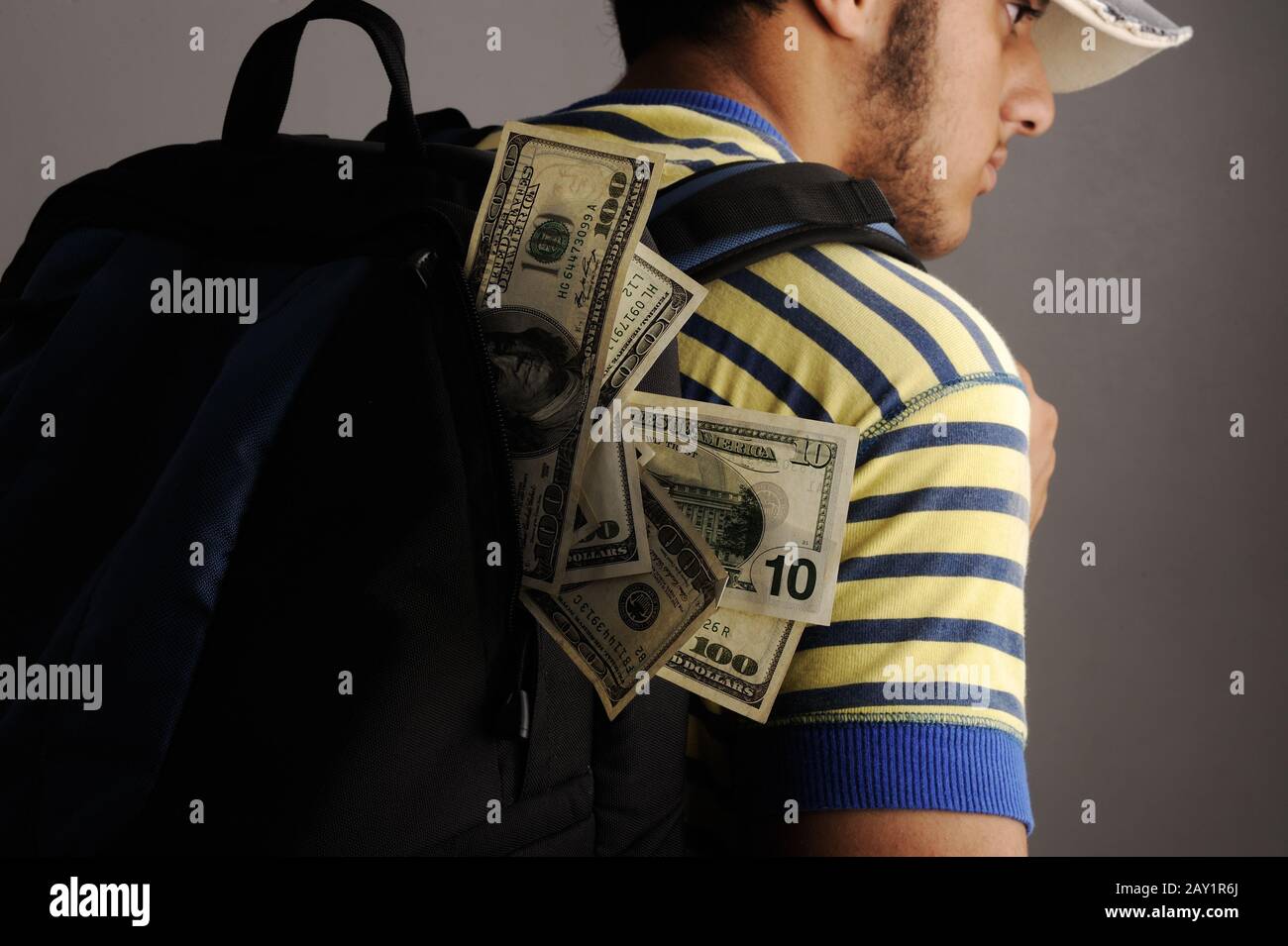 Young black man backpack hat hi-res stock photography and images - Alamy