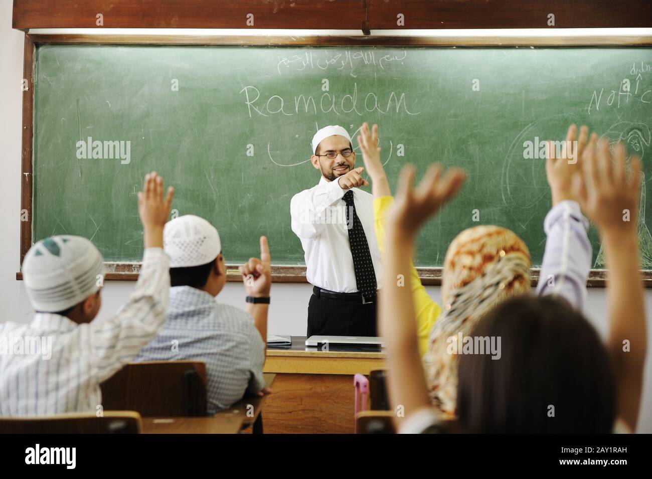 Teacher Pointing Board Classroom Stock Photos & Teacher Pointing Board ...