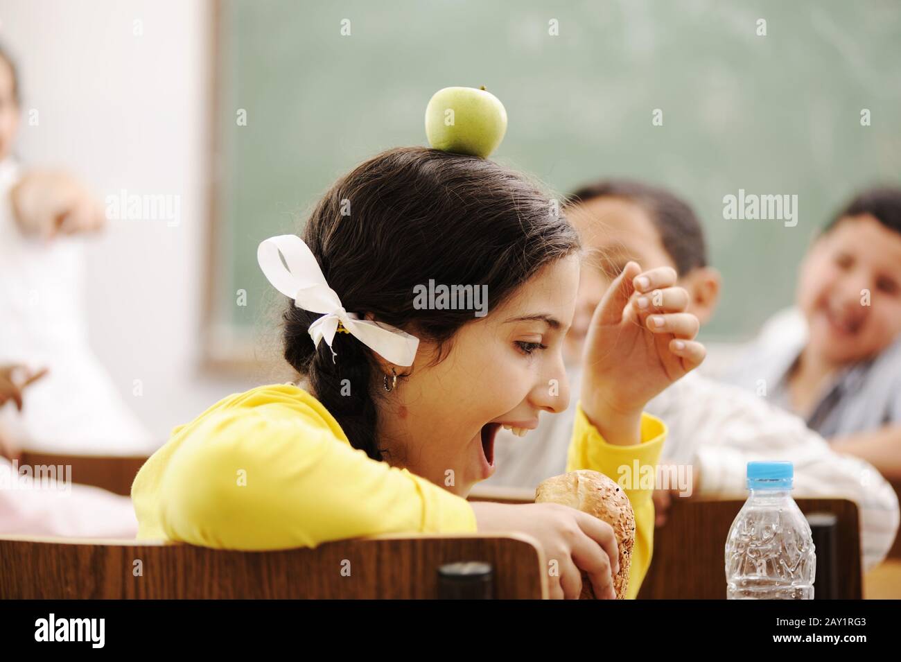 Children playing in classroom, happiness and togetherness with learning ...