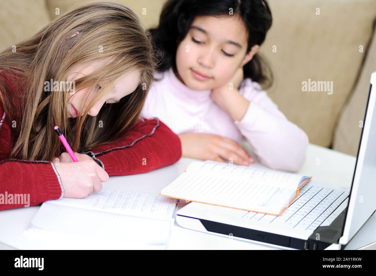 Childhood, laptop, learning and playing Stock Photo - Alamy