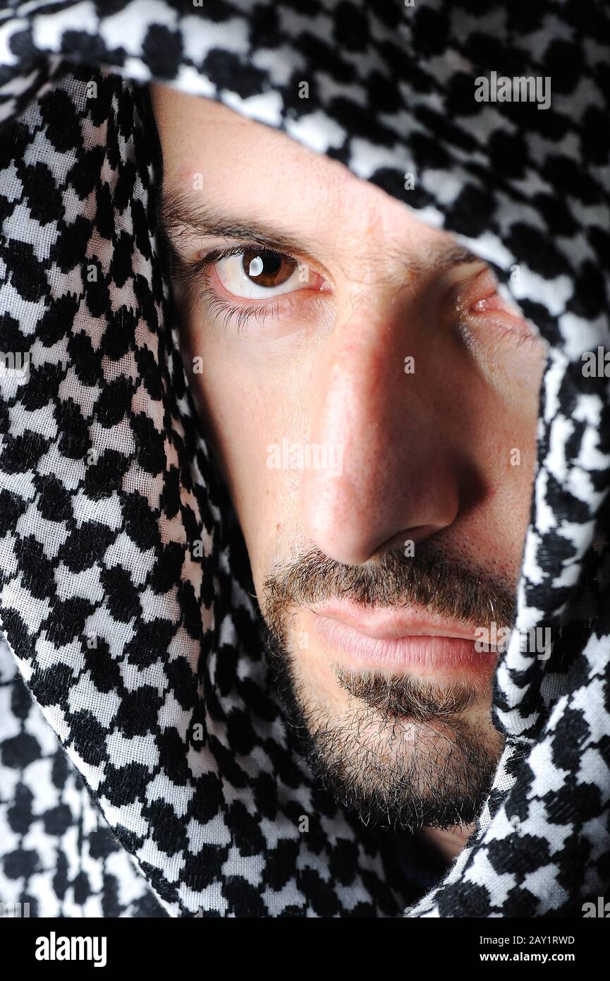 Man with arabic palestinian colors Stock Photo - Alamy