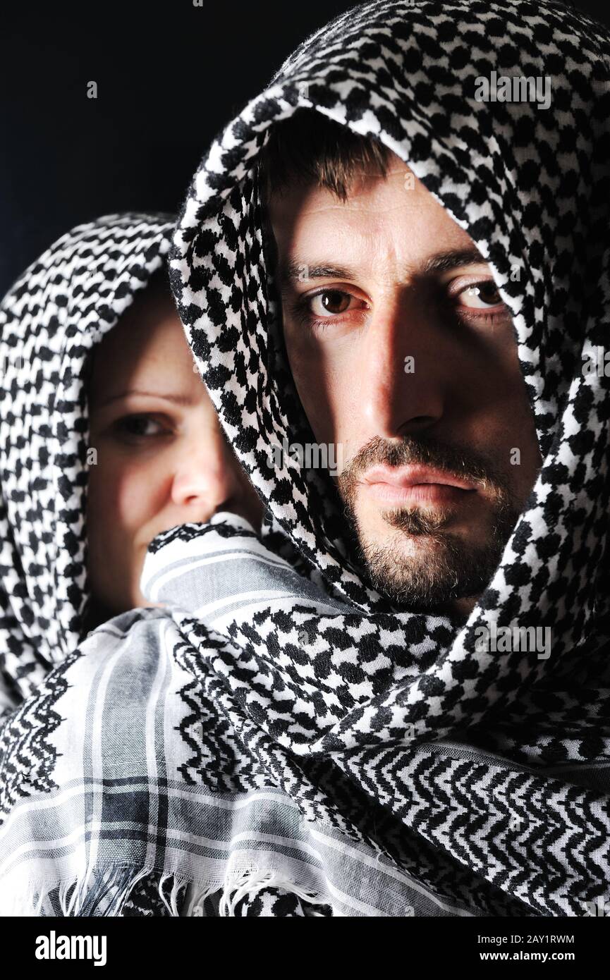 Man with arabic palestinian colors Stock Photo - Alamy