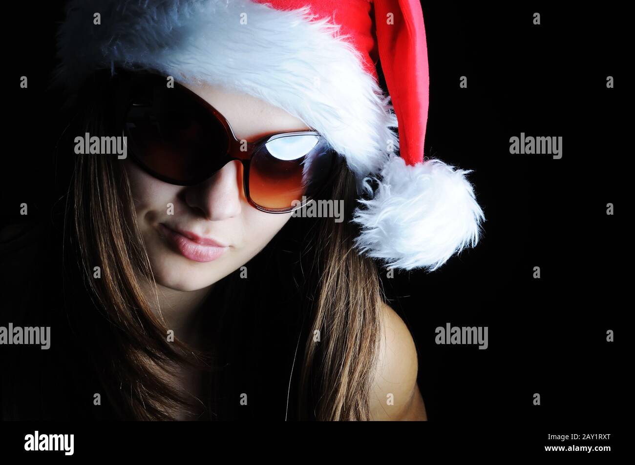 Beautiful santa girl Stock Photo - Alamy