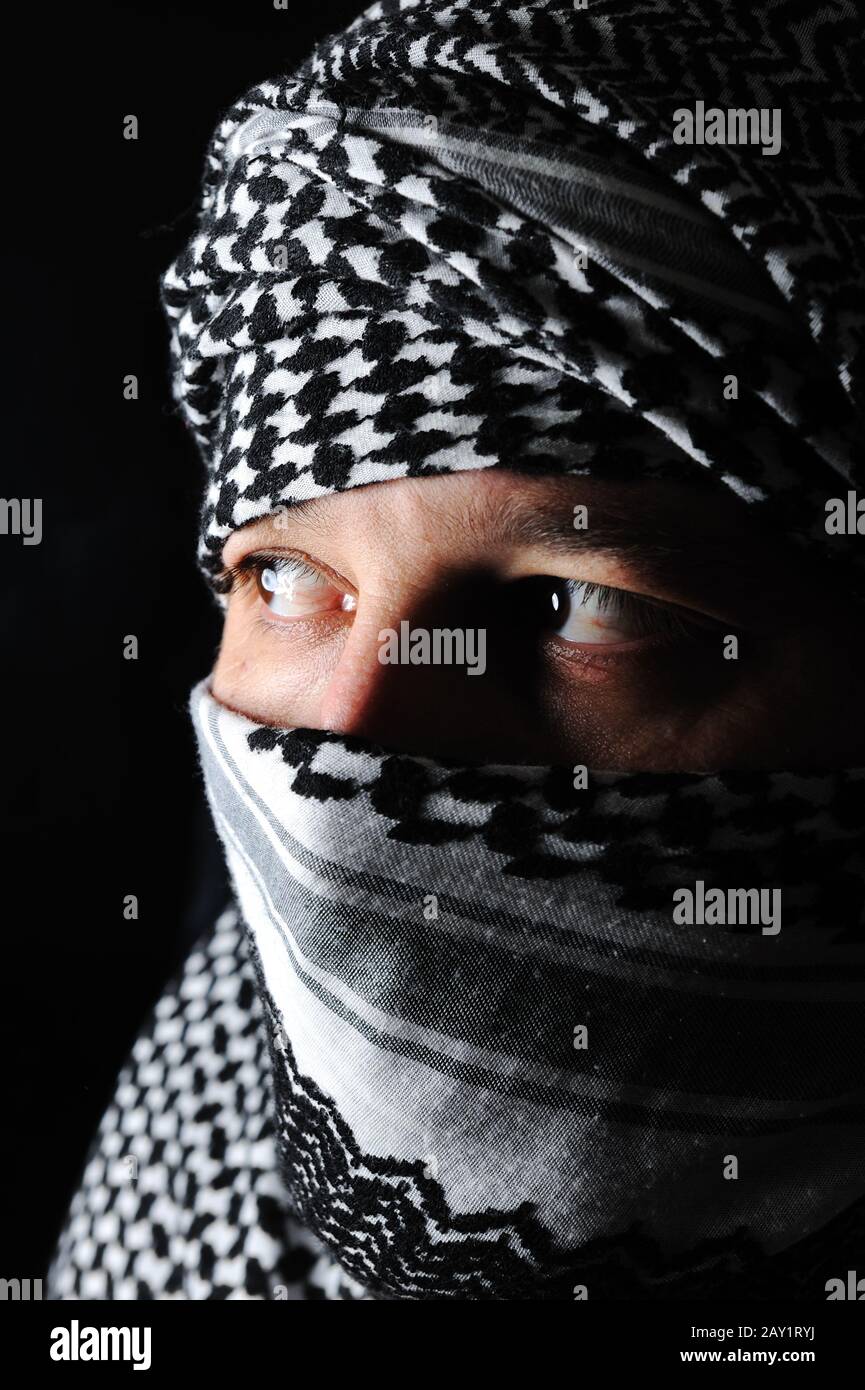 Man with arabic palestinian colors Stock Photo - Alamy