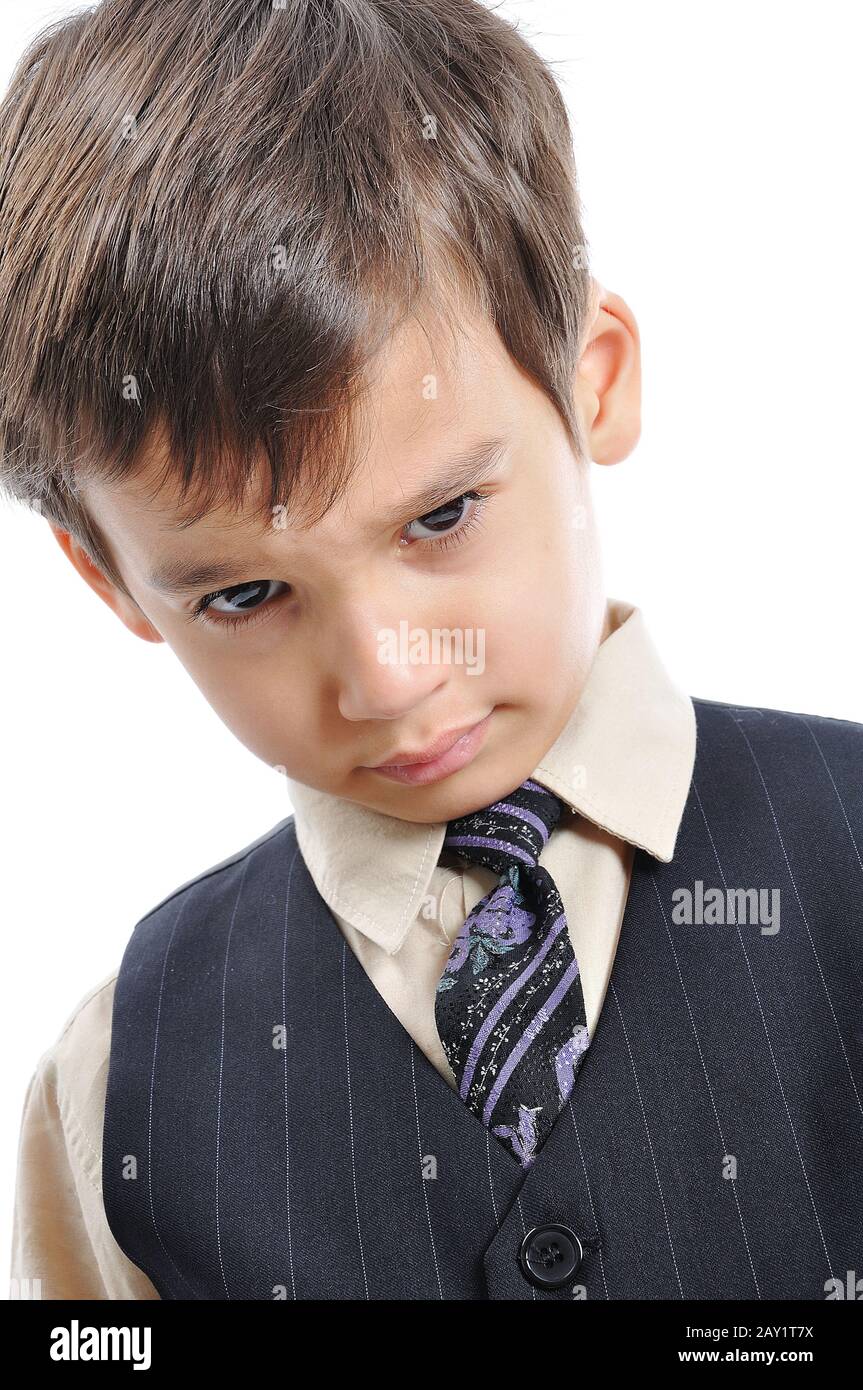 A little cute kid in business suit isolated Stock Photo - Alamy
