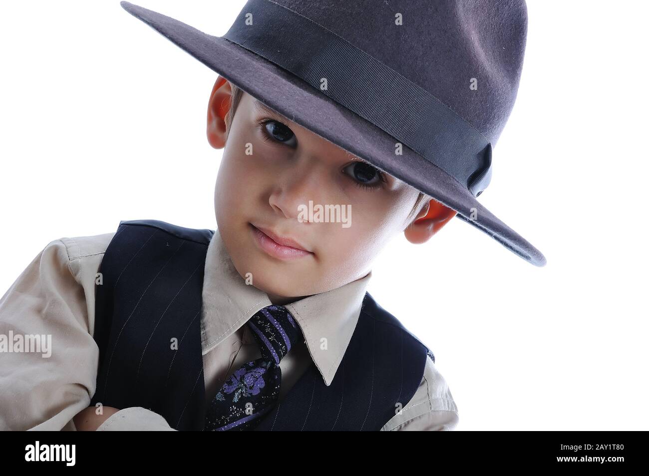 A little cute kid in business suit isolated Stock Photo - Alamy