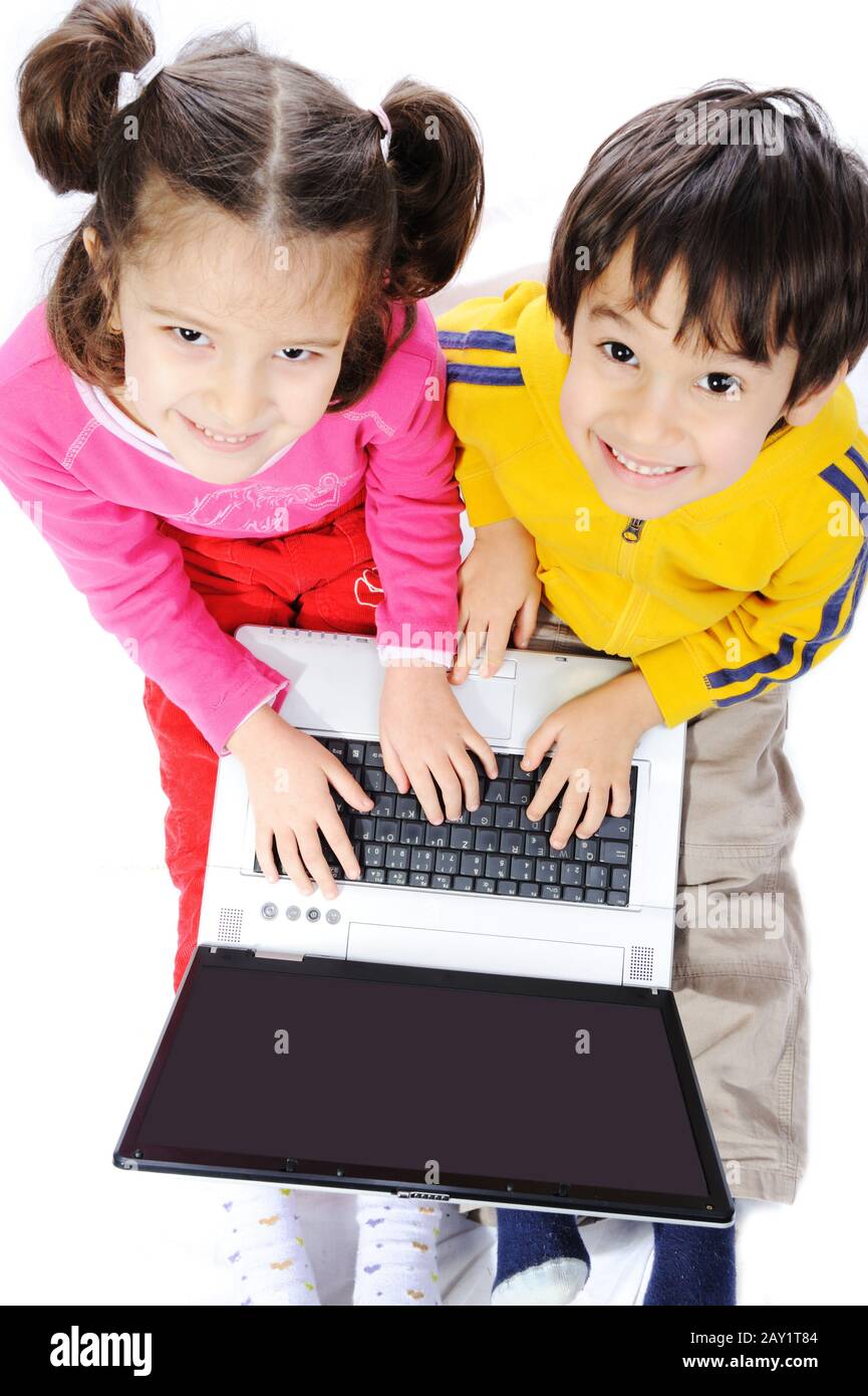Children on laptop Stock Photo - Alamy