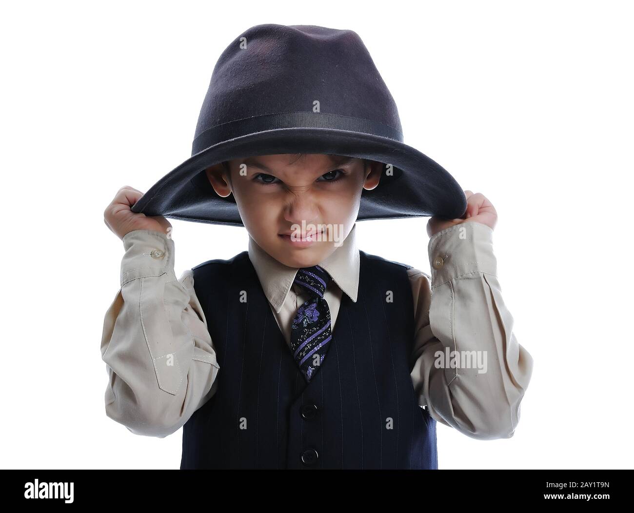 A little cute kid in business suit isolated Stock Photo - Alamy