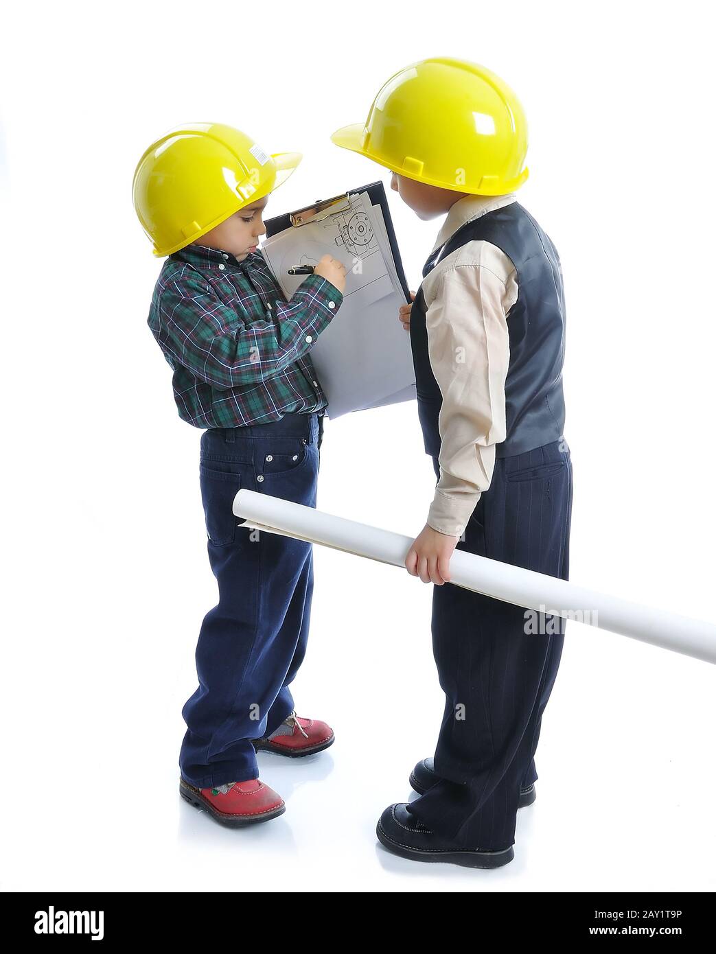 Little cute engineers isolated Stock Photo - Alamy