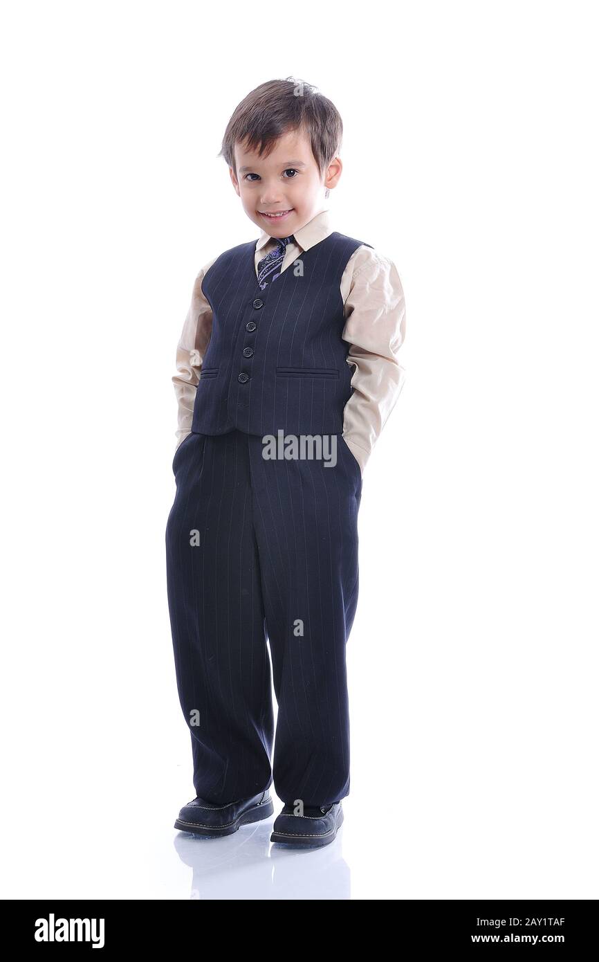A little cute kid in business suit isolated Stock Photo - Alamy