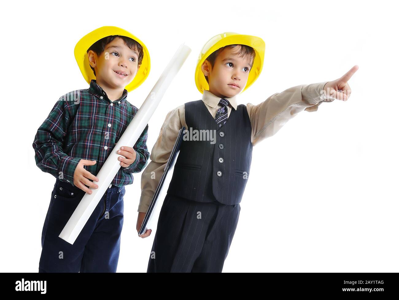 Little cute engineers isolated Stock Photo - Alamy