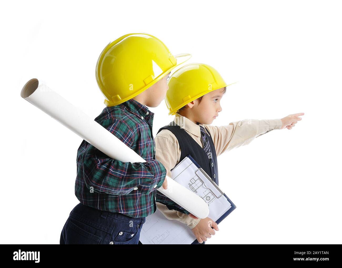 Little cute engineers isolated Stock Photo - Alamy
